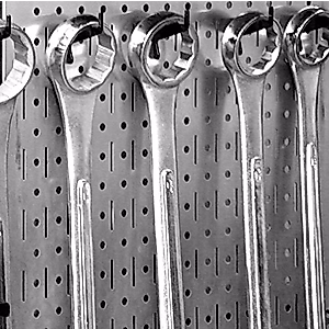 Wall Control 30-P-3232W White Metal Pegboard Pack & KT-200-DLX B Slotted Storage Panel Deluxe Hook Assortment, Black