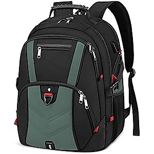 NEWHEY Laptop Backpack 17 Inch Business Travel Backpacks for Men Women Extra Large Waterproof TSA Anti Theft College Bookbags with USB Charging Port 17.3 Gaming Computer Backpack 45L,Green