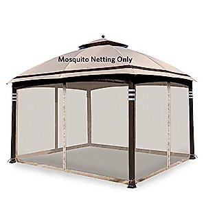 Hofzelt Gazebo Replacement Mosquito Netting Screen Walls for 10' x 10' Gazebo Canopy (Mosquito Net Only, Not Including Canopy and Metal Models) Beige