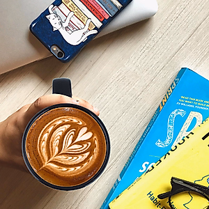 YINUOWEI 20oz Porcelain Coffee Mugs Set of 4, Large Tall Coffee Mugs with Handles, Modern Ceramic Coffee Cups for Coffee, Tea, Cocoa, Milk, Gifts for Women Men - Black