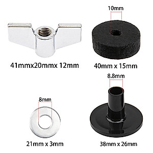 12Pcs Yootones Cymbal Replacement Accessories Cymbal Felts Hi-Hat Clutch Felt Cymbal Sleeves with Base Wing Nuts & Cymbal Washer