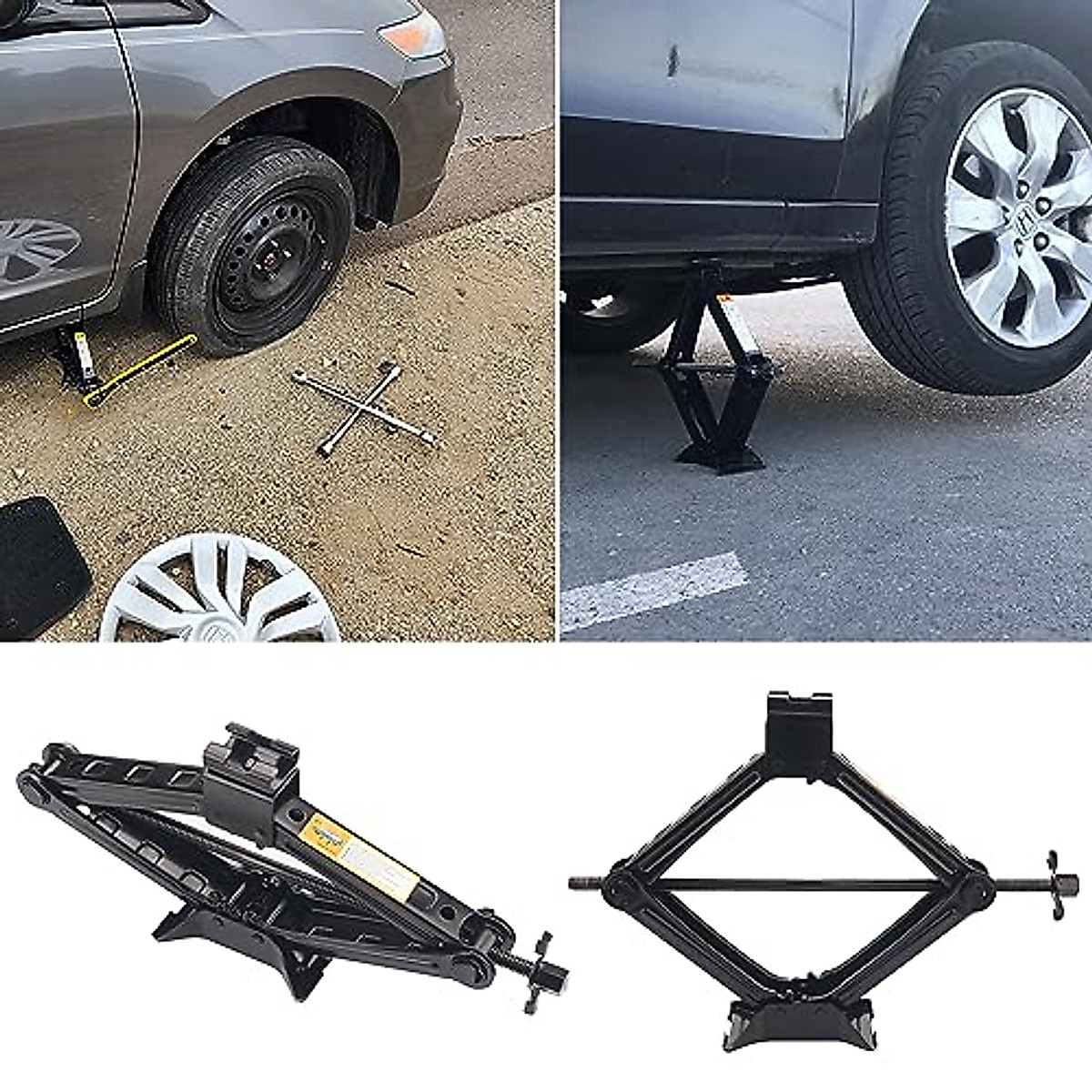 2 Set 2 Ton Scissor Jack for Car, with Hand Crank Portable Repair Tool Rust-Resistant for auto, SUV, Trailer, Station Wagon, by GENHAKON.