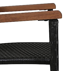 Walnut 5 Piece Garden Dining Set Outdoor Patio Resin Wickerwork Chairs and Wooden Table