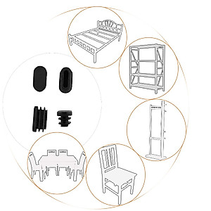 uxcell 16mm x 30mm Plastic Oval Shaped End Cup Tube Insert Black 24 Pcs