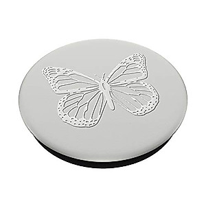 White Butterfly Phone grip on light Silver PopSockets Swappable PopGrip