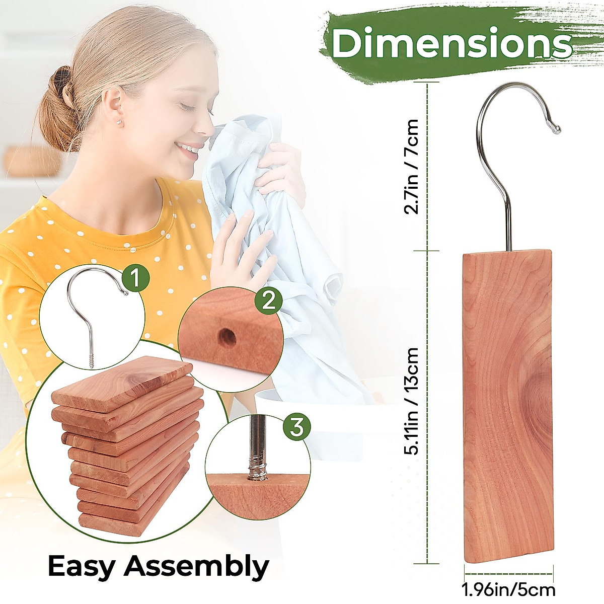 Tupetcs 10 Pcs Cedar Blocks for Clothes Storage, Cedar Planks for Closets and Drawers, Aromatic Cedar Wood Hang Ups with Sandpaper-Clothes Storage Freshener