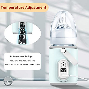 Portable Baby Bottle Warmer for Travel,Baby Milk Heat Keeper with LCD Display Portable Baby Bottle Warmer for Home Car Outdoor Use (Blue)