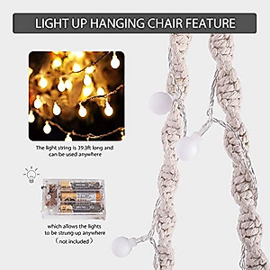 VIVOHOME Hanging Hammock Chair with 39 Feet Long LED Lights for Indoor Outdoor, 330 lbs Capacity, Note: Stand Not Included