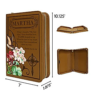 10x7 Inch Personalized Bible Cover – Create Your Own Design, Custom Bible Cover and Carrying Case with Handle – Leatherette Book Covers and Bible Case for Women - Brown (Design 4)