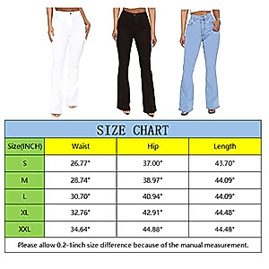 Tunlaud Women's Bell Bottom Jeans for Women Flare Jeans High Waist Bootcut Jeans for Women Stretch Wide Leg Bell Bottom Pants (XXL, White)