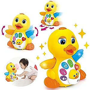 Woby Musical Duck Toy, Baby Preschool Educational Learning Toy with Music and Lights,Infant Light Up Dancing for 1 Year Old Toddler