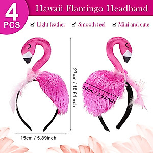 Solsew 8 Pcs Hawaii Flamingo Headband Pink Feather Boa Set Flamingo Headdress Costume Flamingo Accessories Hair Hoop for Carnival Tropical Summer Party Women Girls Kids Adult Hair Decoration