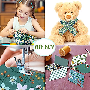 Kingdder 70 Pcs Floral Cotton Fabric Patchwork Roll 2.55 x 39.4 Inch Cotton Quilting Fabric Roll up Cotton Fabric Quilting Strips Precut Patchwork Roll for Craft Sewing DIY Crafts(Green Flower)