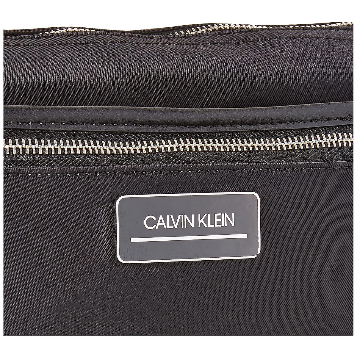Calvin Klein Sussex Nylon Top Zip Crossbody, Black/Silver