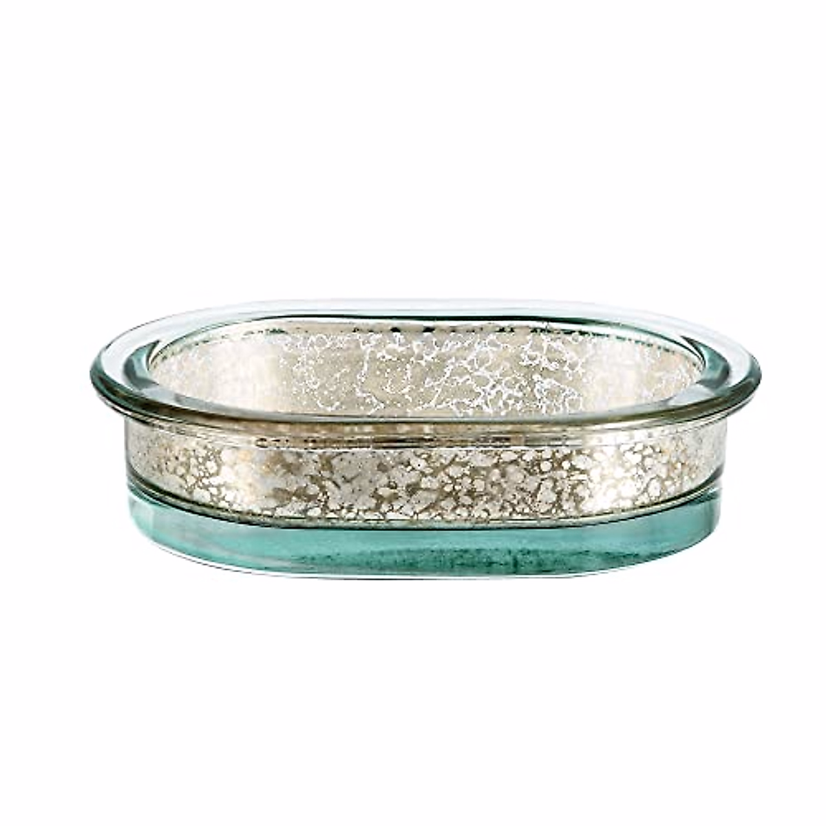 Allure Home Creation Athena 4-Piece Glass Bathroom Accessory Set Turquoise Blue w/Metallic Silver Accents