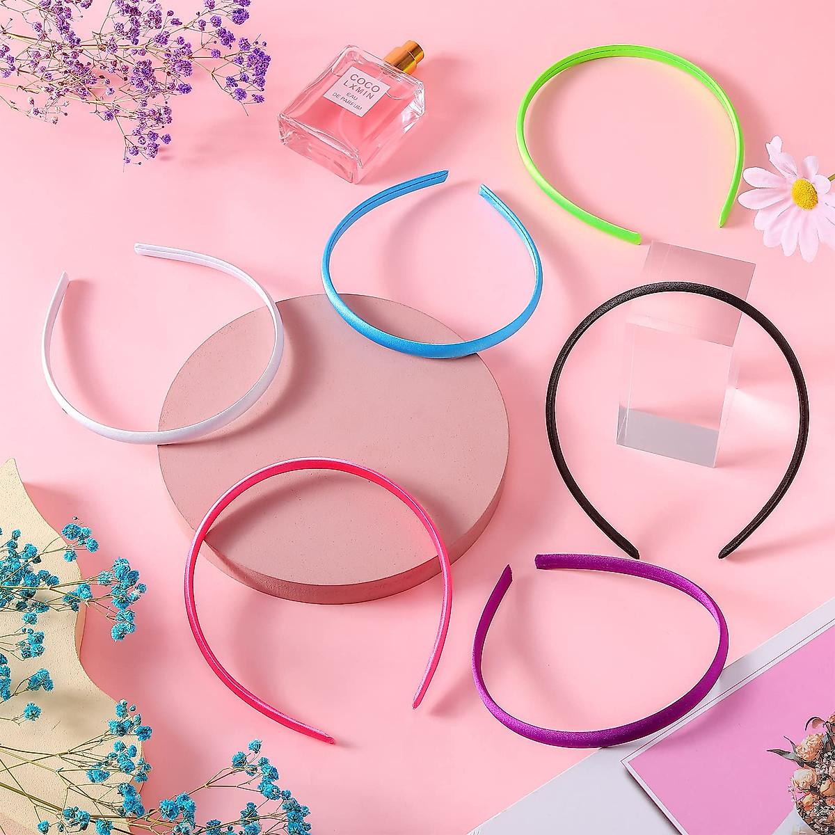Candygirl HeadBands for Girls,DIY Satin Covered Girls Headbands,1cm Width Craft Headbands for Daily and Party(26pcs Per Pack Each Color 1pcs)