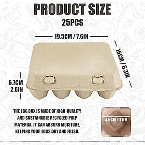 QPEY 25 Pcs Egg Cartons Cheap Bulk, 3x4 Eggs 12 count Pulp Paper Egg Tray Egg Storage Containers Holder for Supermarkets, Kitchen, Vegetable Markets