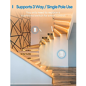 Smart Dimmer Switch Single Pole, Meross Smart 2.4GHz WiFi Light Switch for Dimmable LED, Compatible with Alexa Google Assistant and SmartThings, Neutral Wire Required, Remote Control Schedule,1 Pack
