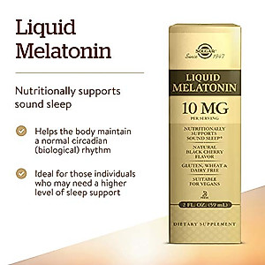 Solgar Liquid Melatonin 10 mg, Natural Black Cherry Flavor - 2 oz, 2 Pack - Supports Sound, Quality Sleep - Helps Normal Circadian Rhythm - Great for Jet Lag - Vegan, Gluten Free - 118 Total Servings