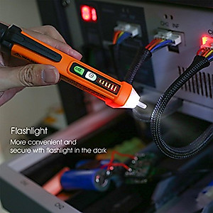 PEAKMETER Non Contact Voltage Tester Pen, Electrical Tools Electrical Tester 12-1000V AC Outlet Tester Voltage Measuring Tool with LED Flashlight, Alarm Mode, Live/Null Wire Judgment Circuit Tester