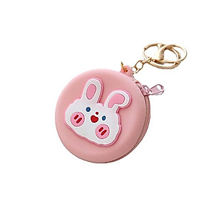 Coin Purse Keychain, Silicone Wallet Keyring Kawaii Headset Bag Round Change Pouch Bag Lovely Bag Pendant Kid Gift(O,Orange)