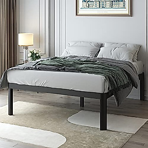 Yitong Angel 18 Inch Queen Bed Frame with Round Corner Edge Legs, 3500 lbs Heavy Duty Metal Platform Bed Frame Queen Size, Steel Slats Support/No Box Spring Needed/Noise Free/Non-Slip