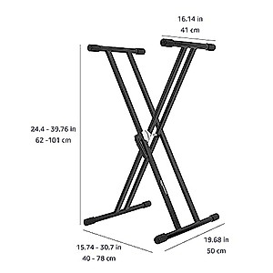 Amazon Basics Heavy-Duty Adjustable Keyboard and Piano Double-X-Shape, Stand, Black