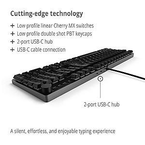 Das Keyboard MacTigr Wired Mechanical Keyboard for Mac – Cherry MX Red Switches & PBT Keycaps for Seamless Typing Experience – Sleek Low Profile - 100% Metal – 2-Port USB C Hub – Volume Knob, NKRO