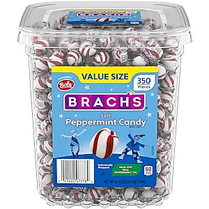 Brach's Bobs Sweet Stripes Soft Peppermint Candy, Individually Wrapped Pieces, 3.9 Lb Tub (350 Count)