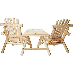 Lakeland Mills CFU329 Cedar Log Vista Tete Outdoor Chairs, Natural