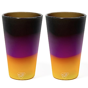 Silipint: Silicone Pint Glass Set - 2 Pack Sun Storm - 16oz Unbreakable Cups, Flexible, Sustainable, Hot/Cold, Dishwasher Safe, Easy Grip