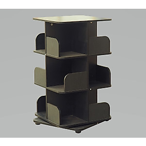 KB Designs - 3-Tier 360° Rotating Revolving Tower Bookcase Display Unit, Black