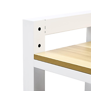 Xuthusman Washer Dryer Stacking Rack Stand, Heavy Duty Over Washer and Dryer Storage Shelves with Adjustable Shelf, Space Saver Storage Shelf for Laundry Room Apartments Bathroom (White+Light Walnut)