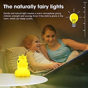 Yuede Night Lights for Kids Room, LED USB Rechargeable Silicone Night Lights with Touch Sensor and Remote Control -9 Color Changing Glow Soft Gifts for Baby (Cute Animal)