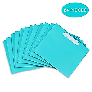 Uceoo Teal Gift Bags Medium Size Teal Gift Bags Turquoise Paper Bags with Handles 24 Pack 8.7 x 3.9 x 7.1" Kraft Bags with Handles Paper Gift Bags Kraft Paper Bags Kraft Paper Shopping Bags Wrapping Bags for Shopping,Grocery,Merchandise,Wedding,Birthdays,