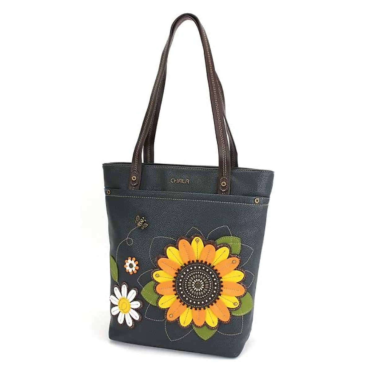 Chala Group Chala Deluxe Vegan Leather Every Day Tote Bag Purse : 13.5 x 14 inches (Sunflower), Multi