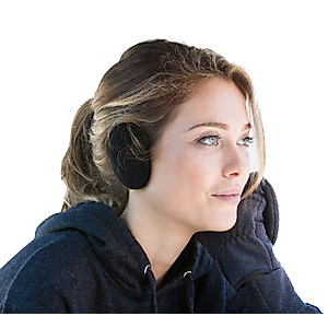 Sprigs Earbags Bandless Ear Warmers/Fleece Earmuffs with Thinsulate - Black, Large