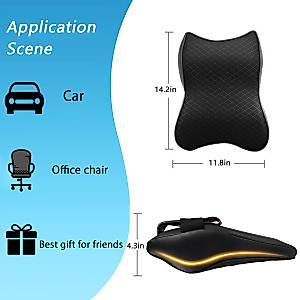 VISTABLUE Car Headrest Pillow, Car Neck Pillow for Car 100% Pure Memory Foam Neck Pillow with Breathable Removable Cover, Travel Car Neck Support Pillow for Neck Pain Relief