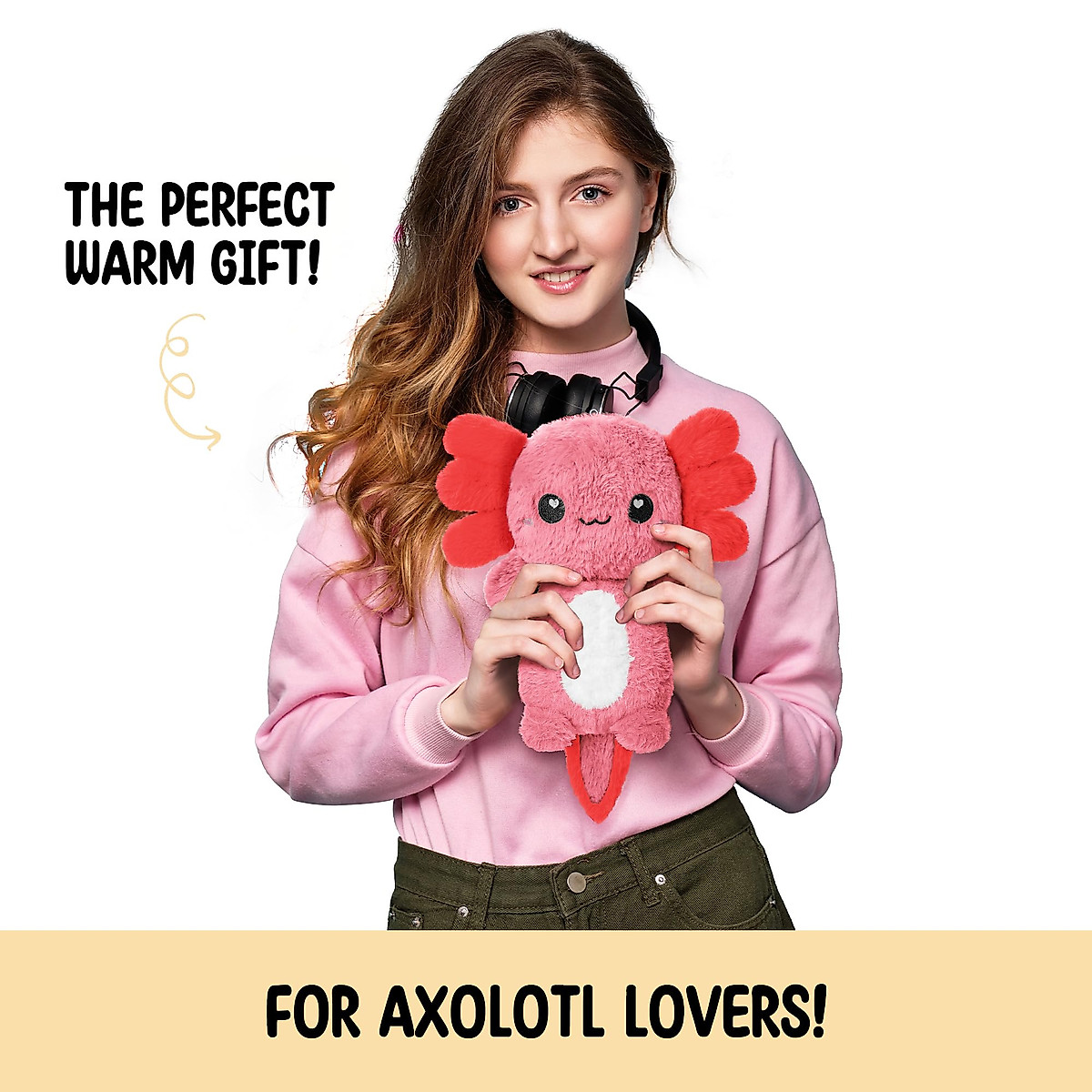 Axolotl Microwavable Unscented Heating Pad for Women and Kids- Cute Soft Cozy Pillow Plush Heatable Warm Stuffed Animals - Kawaii Hot and Cold Plushie Food Toy - Axolotl Gifts for Girls and Boys