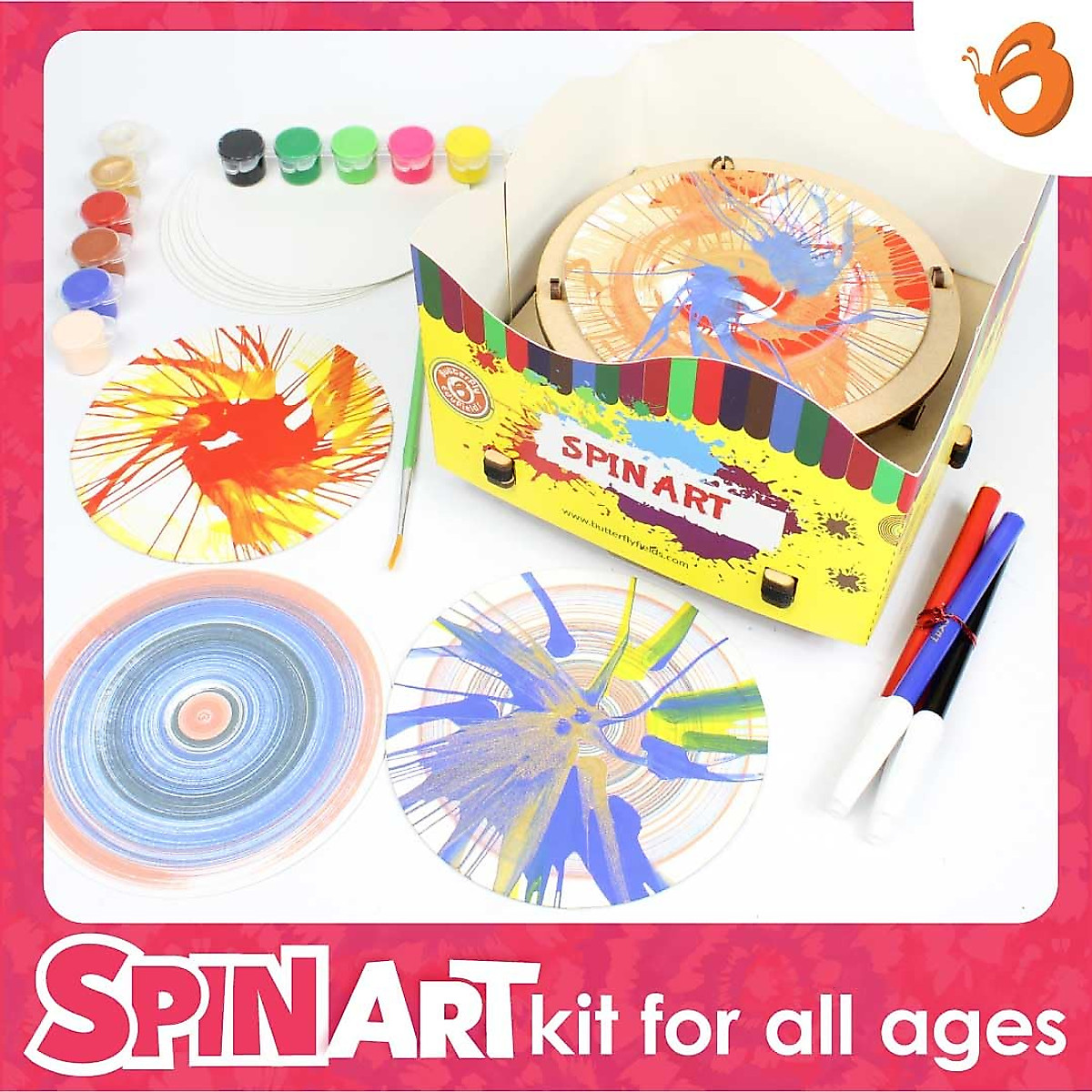 ButterflyEdufields 2in1 Spin Art Machine & Drawing Robot, DIY Spin & Paint Art Craft Kit,STEM Construction Activity Toys for Kids 6+ Years Boys Girls, Best Gift for Kids