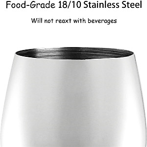 DEAYOU 2 Pack Stainless Steel Wine Glasses, 17 Oz Silver Steel Wine Goblet for Champagne, Indoor Outdoor, Party