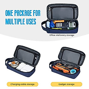 ECHSRT 2PC Big Capacity Pencil Case Pouch Large Pencil Bag for College School Black + Blue