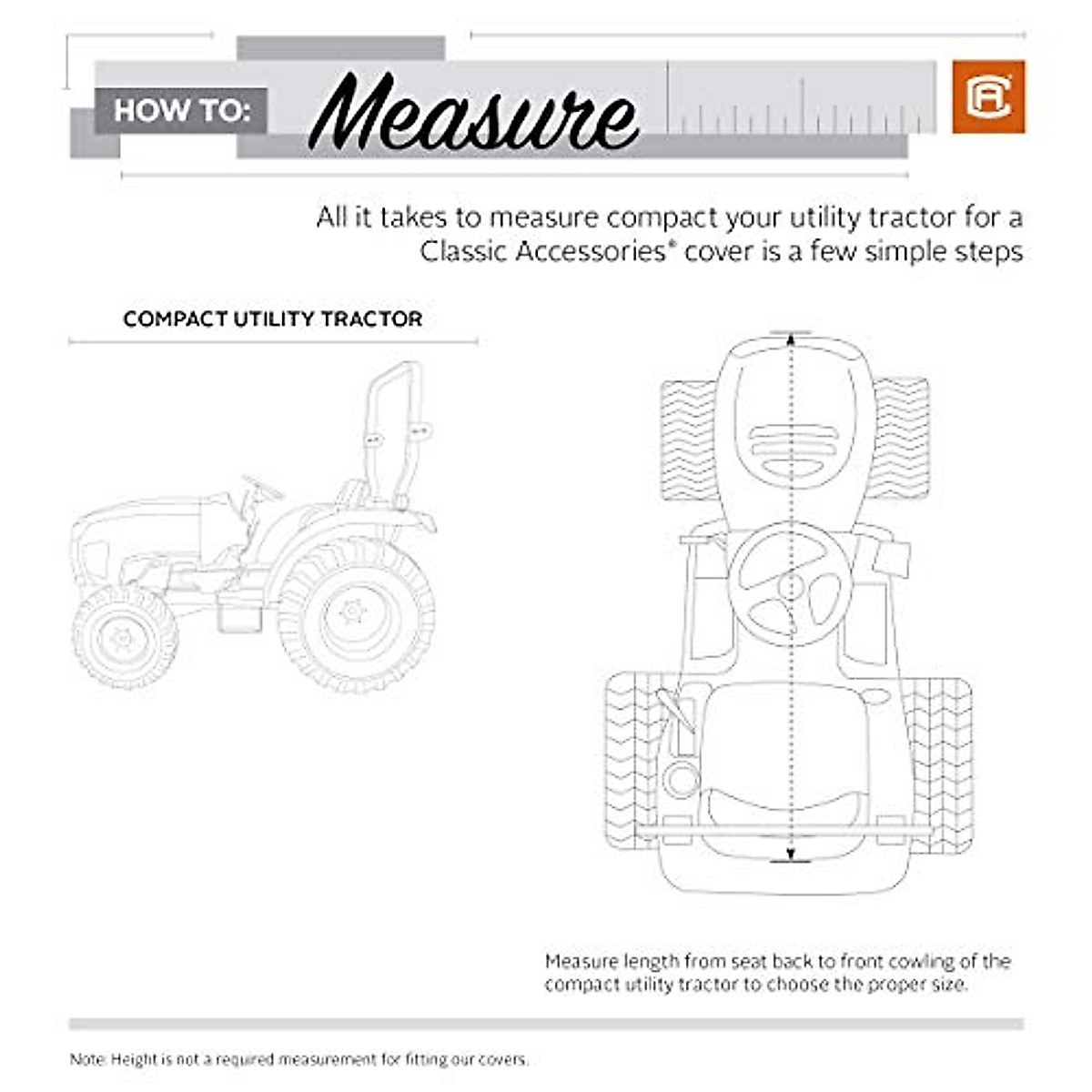 Classic Accessories Compact Utility Tractor Cowling Cover, Black