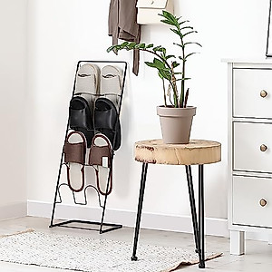 ETELI Shoe Slipper Rack Organizer 4 Tier Foldable Slipper Shelf Organizer Sandals Shoe Stand Metal Shoe Rack for Entryway Bathroom Bedroom