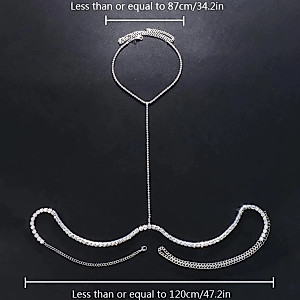 StoneFans Rhinestone Bra Body Chain for women Sexy Silver Bikini Chest Bracket Chain Necklace Festival Nightclub Body Jewelry (Silver)