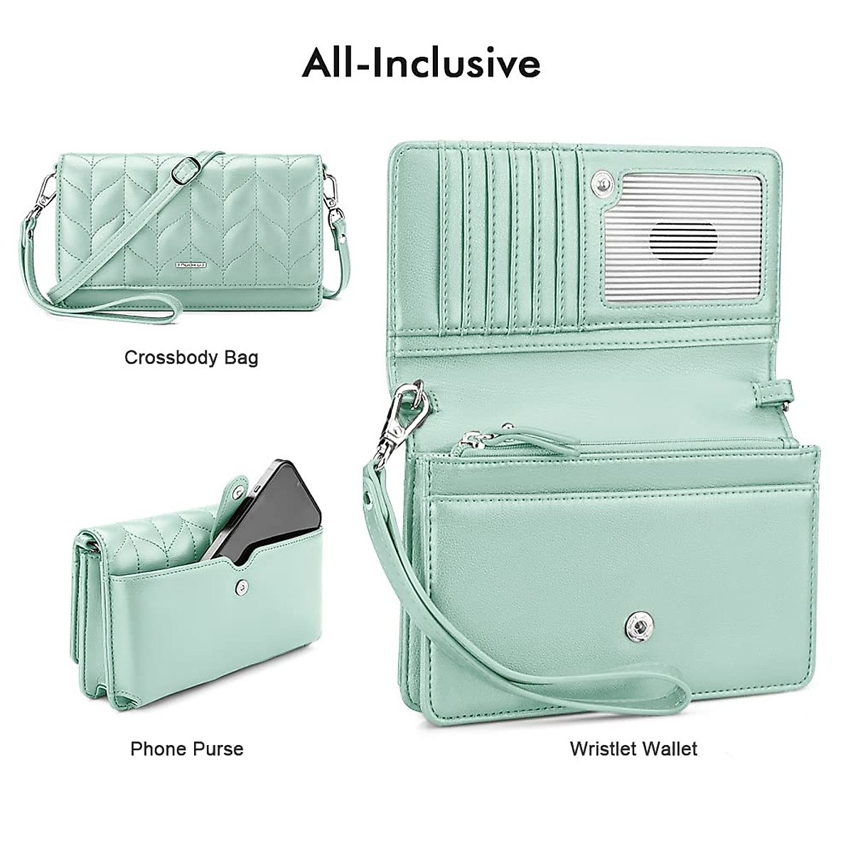 nuoku Women Small Crossbody Purse Cell Phone Wristlet Wallet Purse with RFID Card Slots and Strap for Women