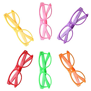 Pack of 6, Kids Nerd Fake Glasses Clear Lens Small Frame Children's (Age 3-10)
