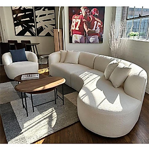 KEVINSPACE 126.37" Modern Curved Sofa Luxury Style Living Room Sectional Sofa Lounge Chaise Upholstery with Chaise 2-Piece Set, Fully Assembled Right Hand Facing Sectional, Pearl Couch, White