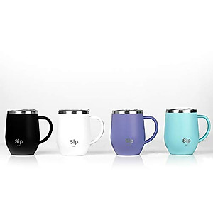 Sip Eazy TURQUOISE Double Walled St/Steel Insulated MUG/CUP with HANDLE & LID 12oz- Keeps Drinks Hot or Cold for many hours - COFFEE, TEA, WATER, WINE - Arrives Boxed for easy Gifting!