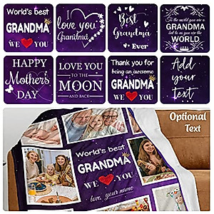 Grandma Gifts Blanket Mothers Day Custom Blankets with Photos Best Grandma Personalized Picture Blanket Customized Blankets with Photo Collage Throw Birthday Gift for Grandma Nana From Grandkids